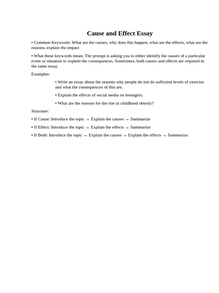 Cause and Effect Essay | PDF | Causality | Social Psychology