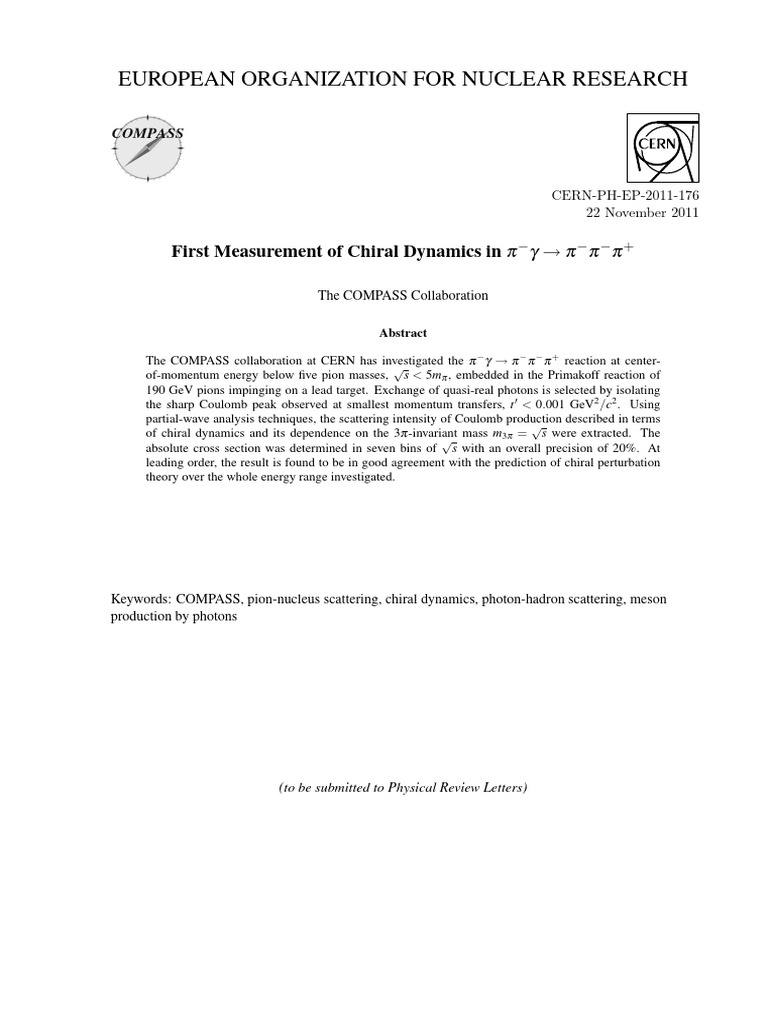 First Measurement of Chiral Dynamics in | PDF | Electronvolt | Photon