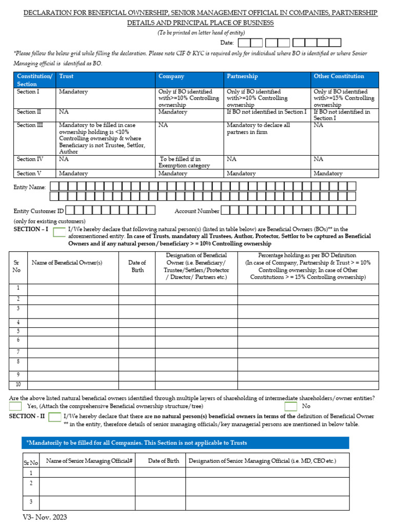 Beneficial Ownership details & Additional details Declaration | PDF | Business | Common Law