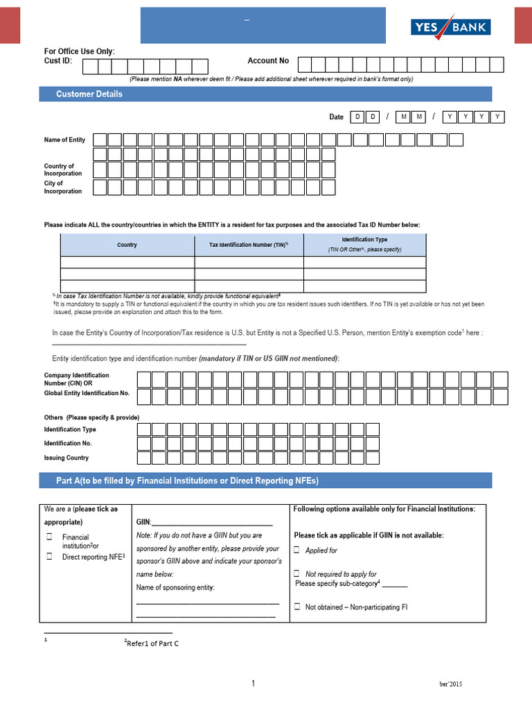 FATCA-CRS Annexure - Non Individual | PDF | Identity Document | Securities (Finance)