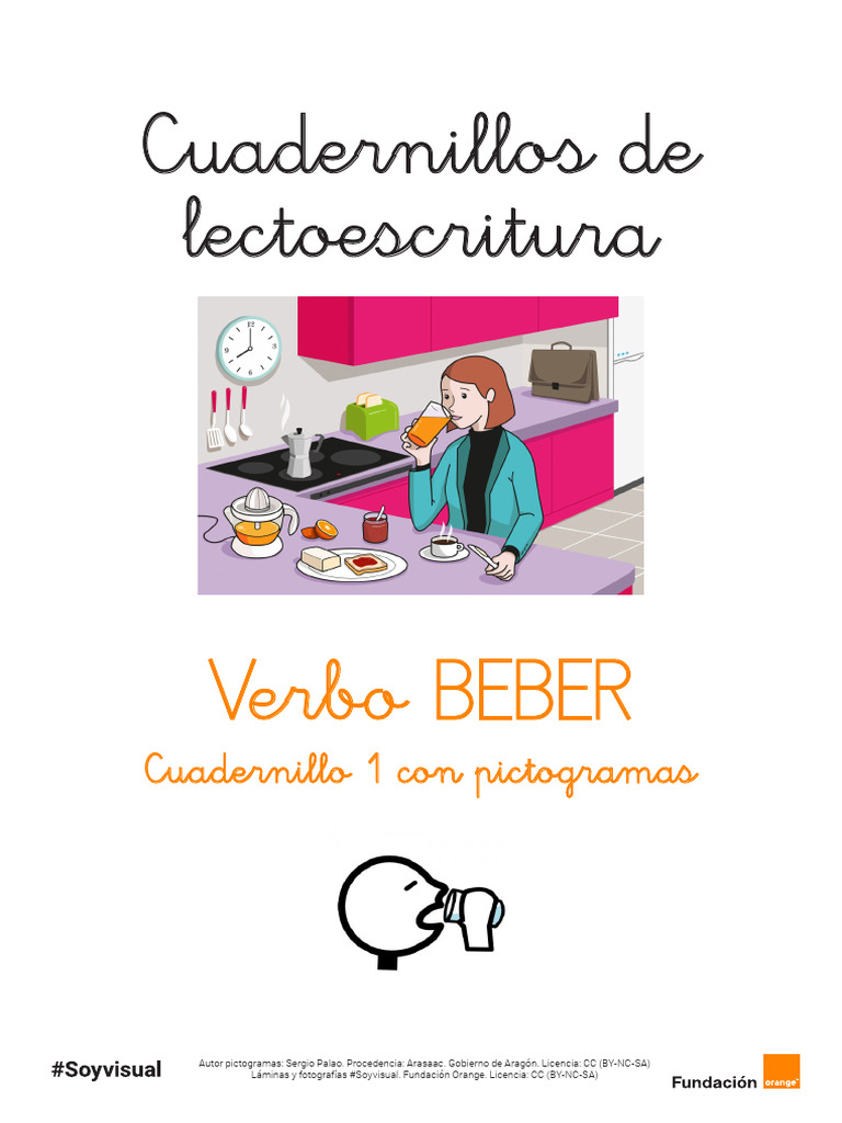 Pictogramas del Verbo Beber Arasaac | PDF | Bebida | Líquidos