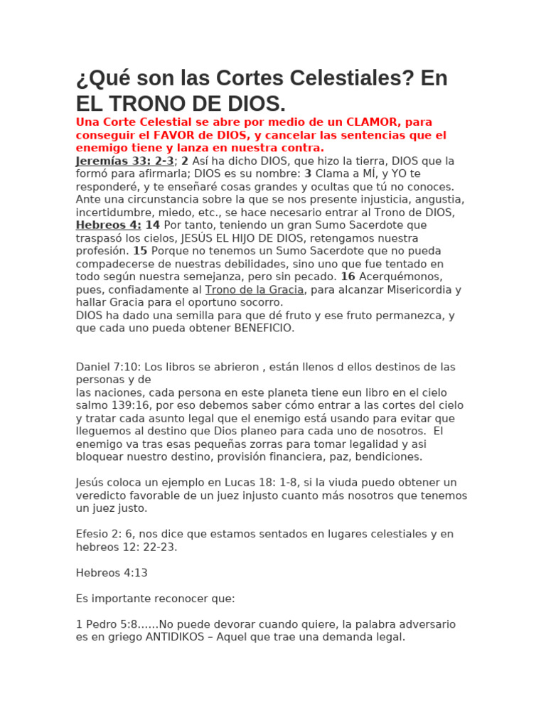 Cortes Celestiales: Acceso y Beneficios | PDF | Pecado | Jesús