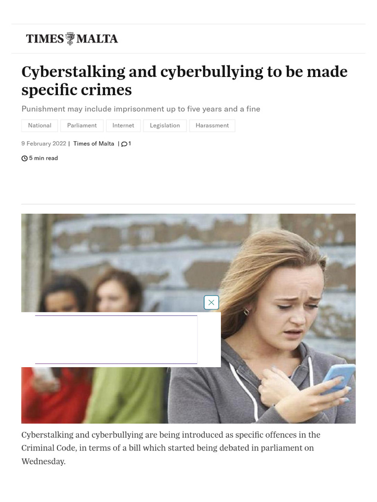 Cyberstalking and Cyberbullying To Be Made Specific Crimes | PDF ...