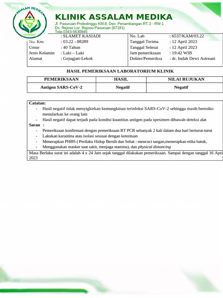 Swab Assalam Medika | PDF