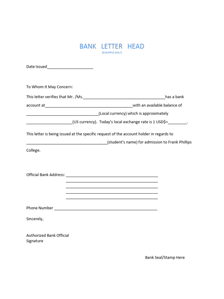 International Bank Letter Example (1) | PDF