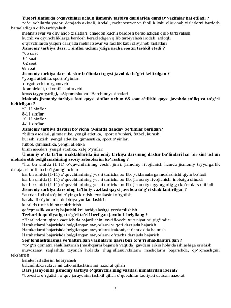 Yuqori Sinflarda o - Quvchilari Uchun Jismoniy Tarbiya Darslarida | PDF