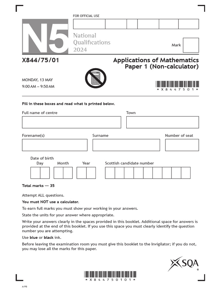 Applications of Mathematics Exam Paper | PDF