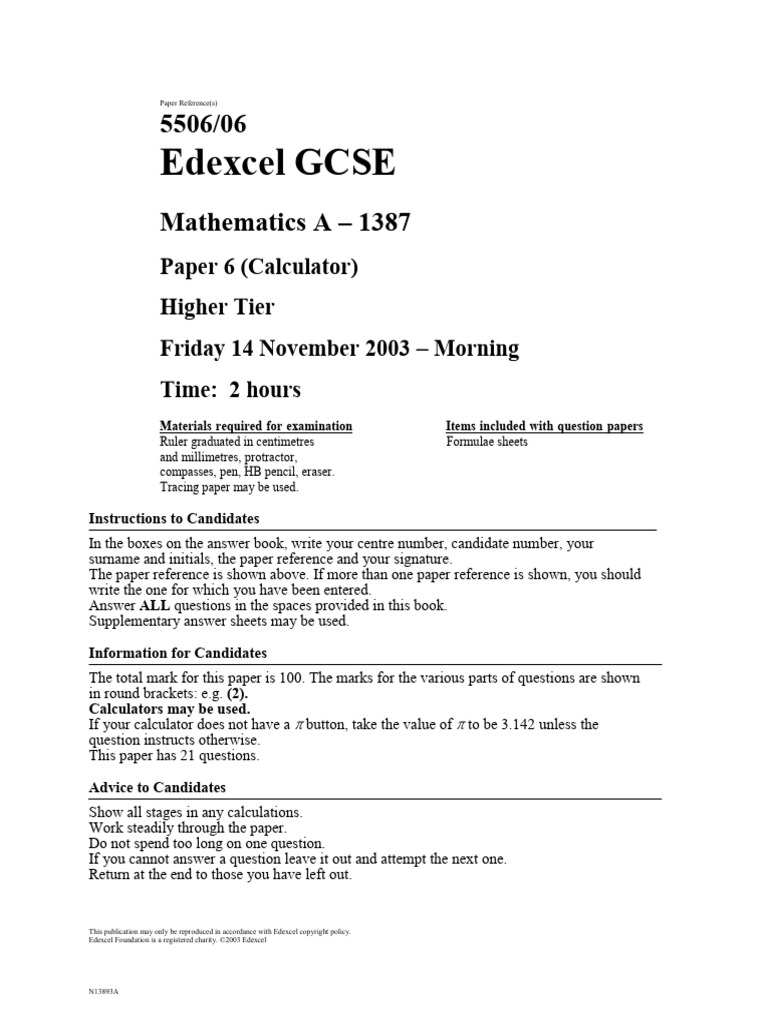 November 2003 Paper 6 - V1-Calc | PDF