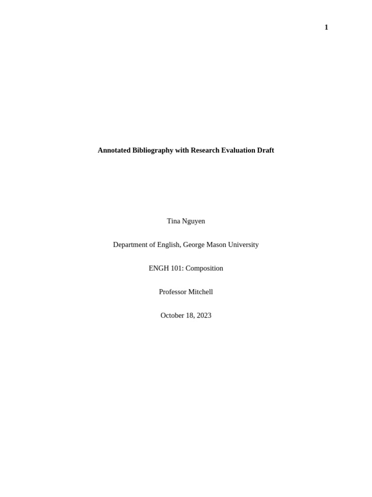 Annotated Bibliography With Research Evaluation Draft | PDF | Parenting ...