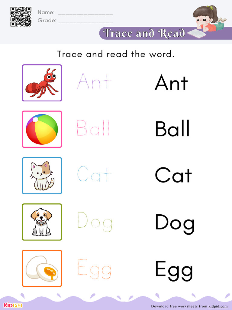 Trace and Read The Alphabet Word Worksheet For Preschool | PDF