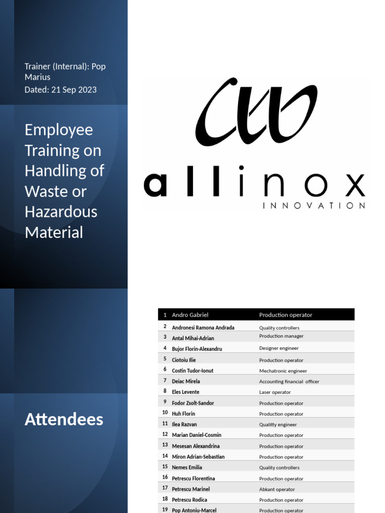 Employee Training On Handling of Wastes or Hazardous Materials | PDF ...