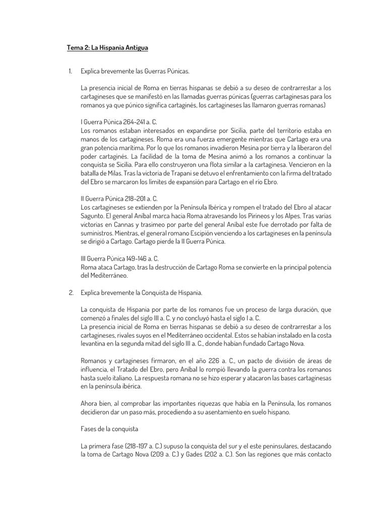 Tema 2. La Hispania Antigua | PDF | Guerras Púnicas | Cartago