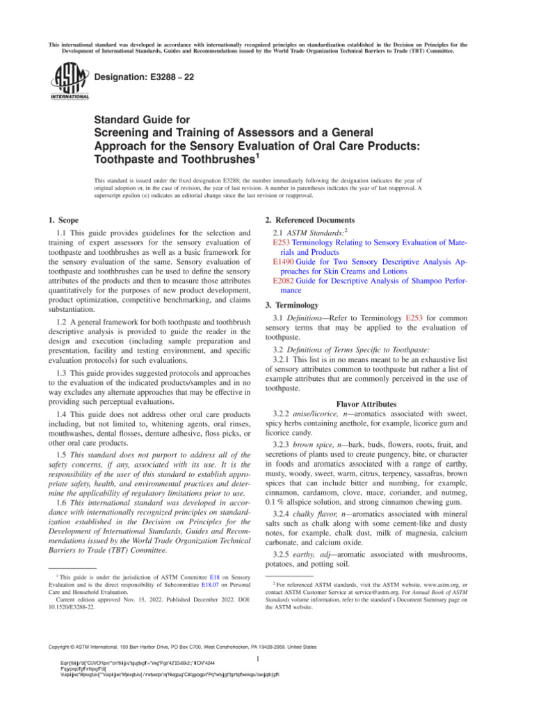 04 - ASTM-E3288-22 - Oral Care Products | PDF
