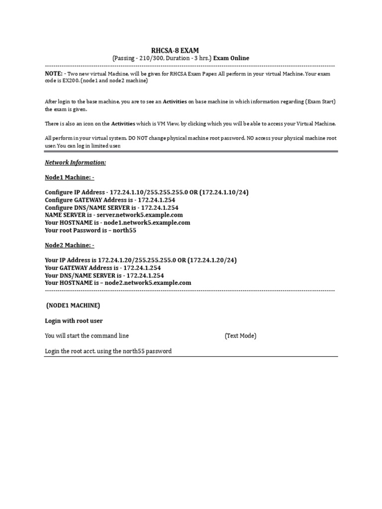 New-RHCSA-8 EXAM | PDF | Superuser | Ip Address