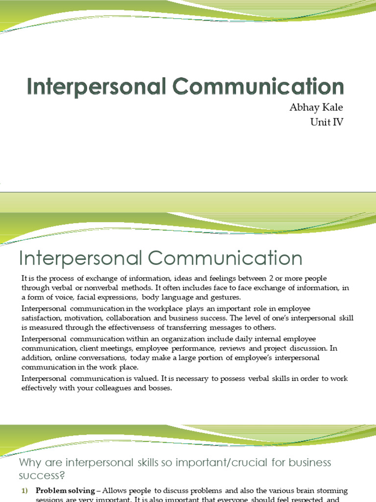 Interpersonal Communication | PDF | Communication | Interpersonal Communication