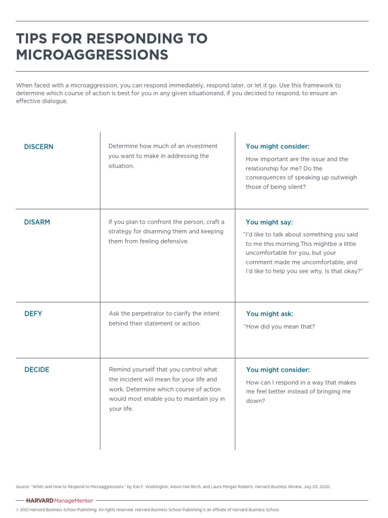 Responding to Microaggressions Tips | PDF
