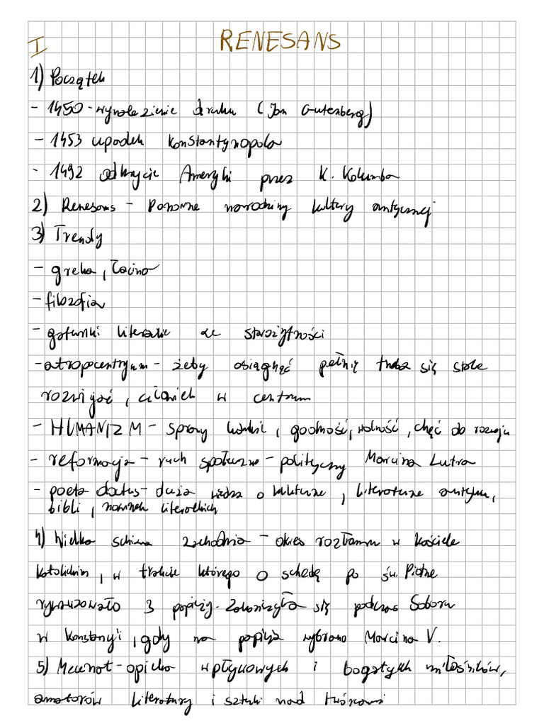 Renesans Sprawdzian P4x | PDF