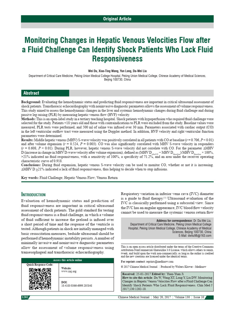 Monitoring Changes in Hepatic Venous Velocities.12 | PDF | Medical ...