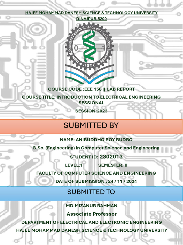 Electrical Engineering Lab Report 2024 | PDF
