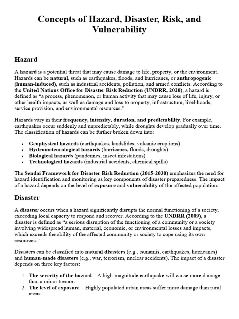 Concept of Risk Hazard Disaster | PDF | Hazards | Natural Disasters