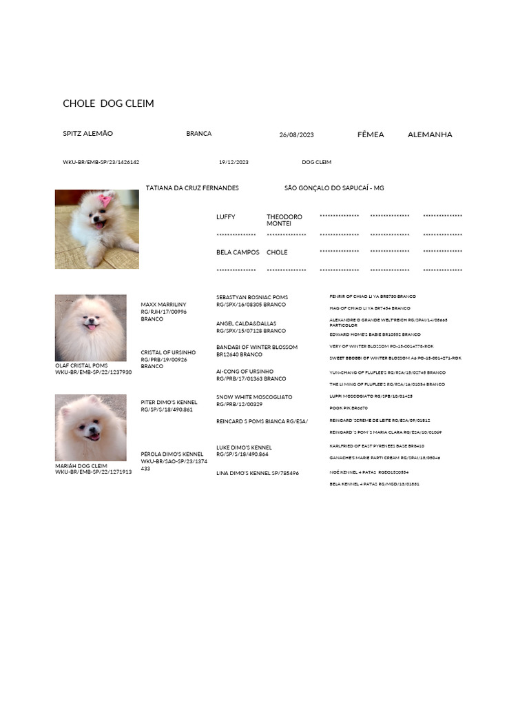 Chole Dog Cleim | PDF