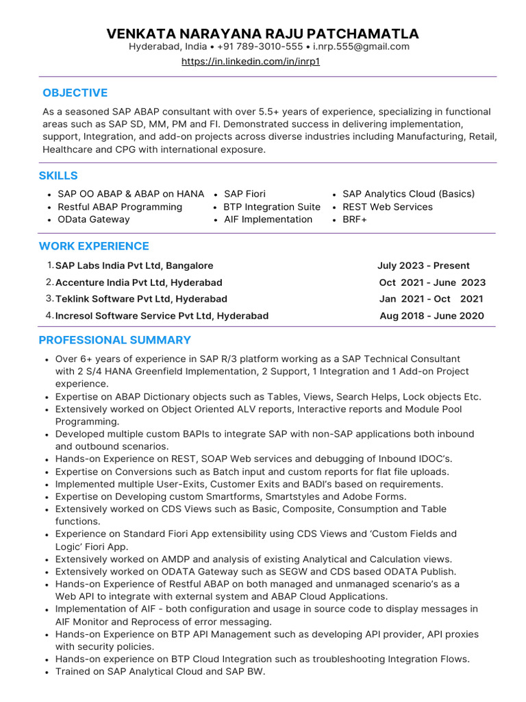 Raju - SAP ABAP 5.5+ Resume | PDF | Computer Engineering | Computing