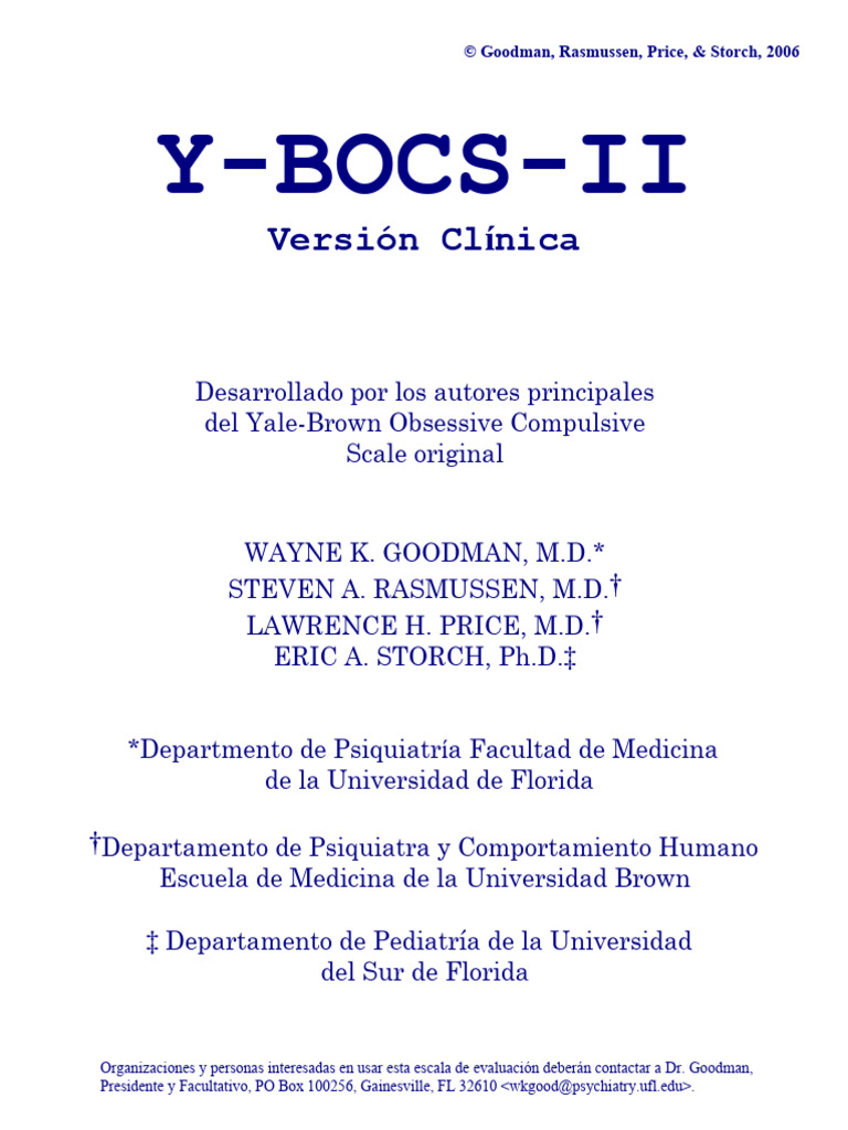 Y-BOCS-II: Cambios y Mejoras Clave | PDF | Desorden obsesivo compulsivo ...