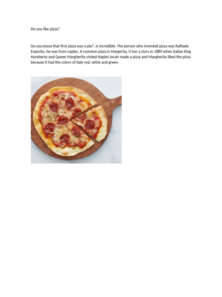 Manuel Tarea Ingles Pizza | PDF