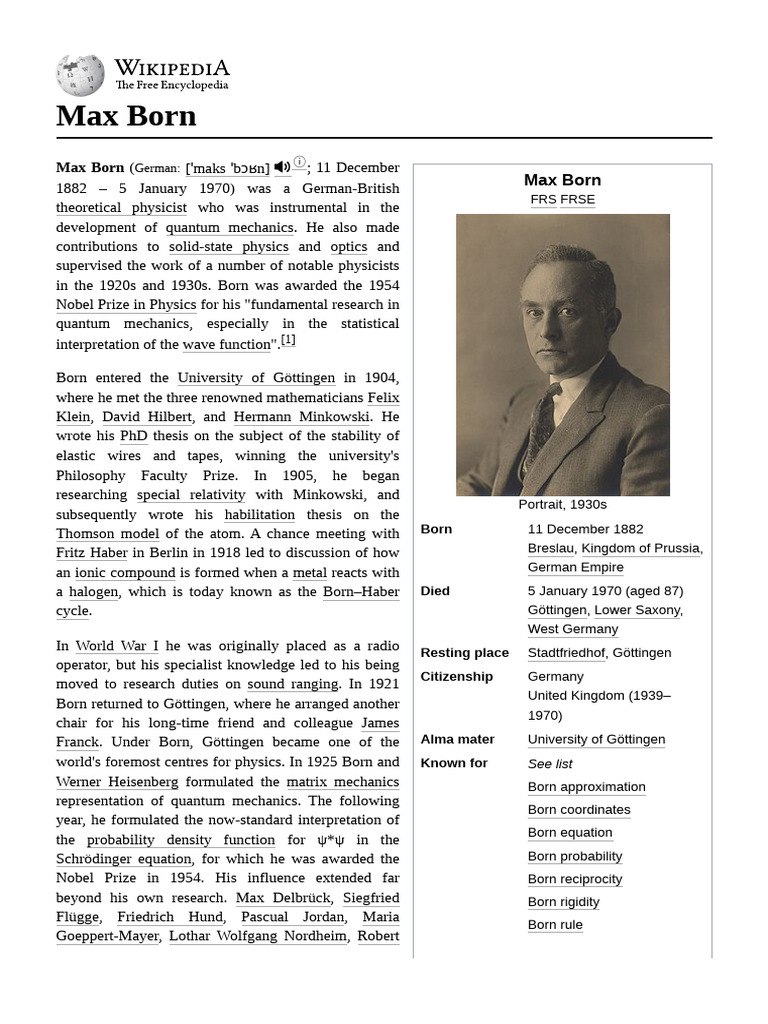Max_Born | PDF | Theoretical Physics | Physics