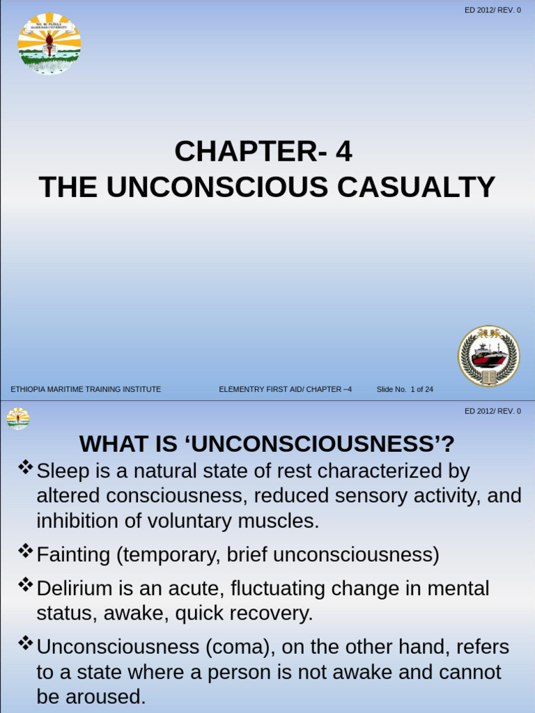 Unconscious Casualty First Aid Guide | PDF | Diseases And Disorders ...