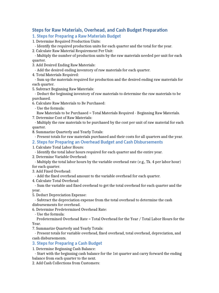 Budget Preparation Steps | PDF | Depreciation | Interest