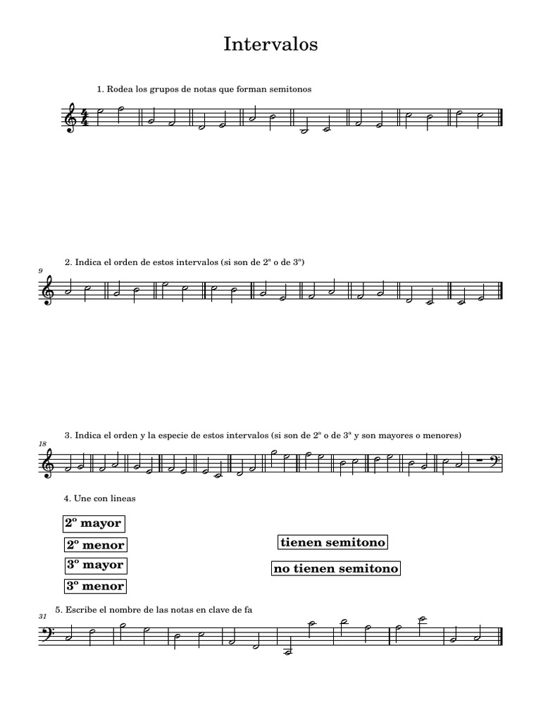 Ejercicios Intervalos | PDF