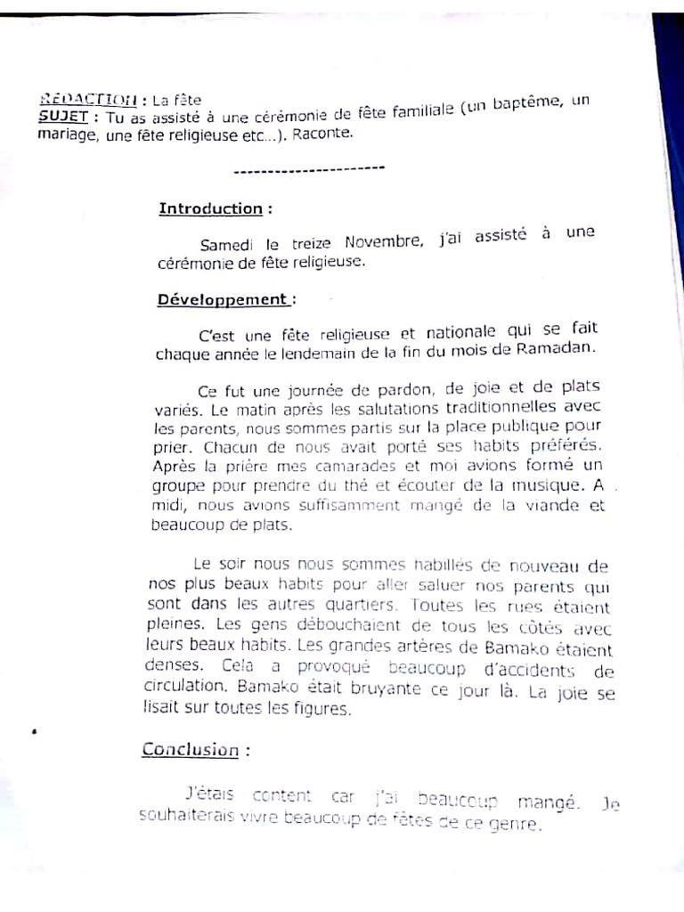 Rédaction 6ème Année | PDF
