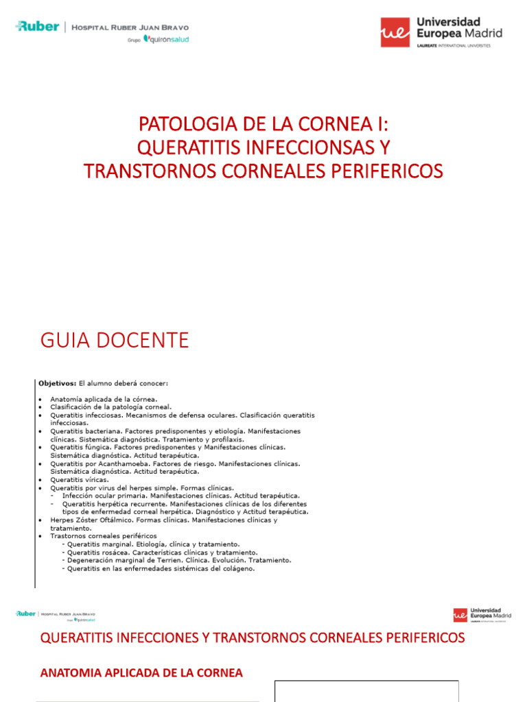 TEMA 8. RESUMEN ALUMNOS - PATOLOGIA DE LA CORNEA I. Queratitis Infecciosas y Transtornos ...