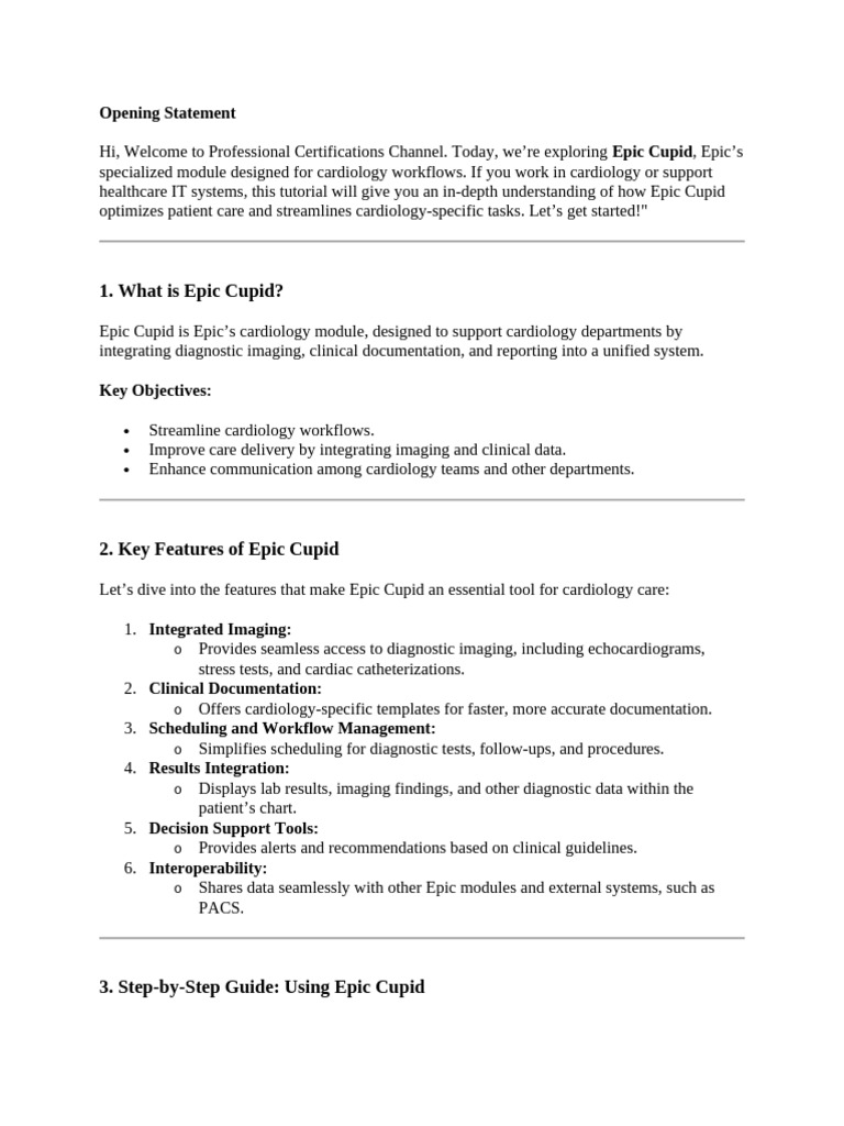 Epic Cupid | PDF | Medical Imaging | Health Care