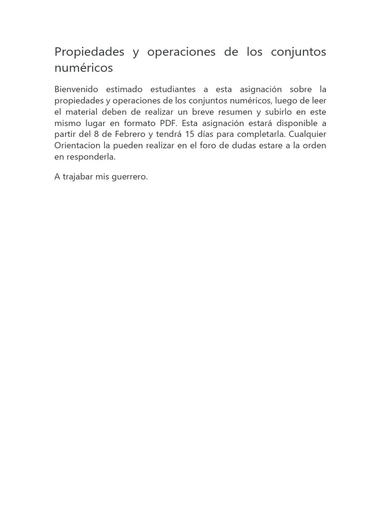 Propiedades y Operaciones de Los Conjuntos Numéricos | PDF