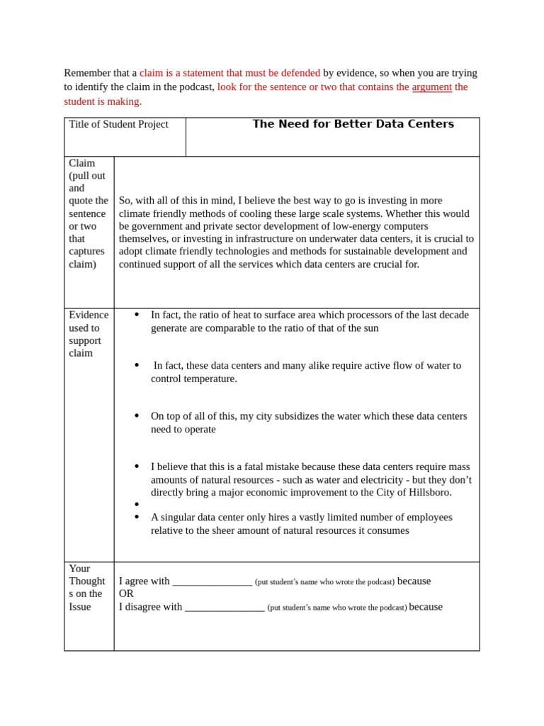 Identifying Claims & Evidence .Docx - Recovered | PDF