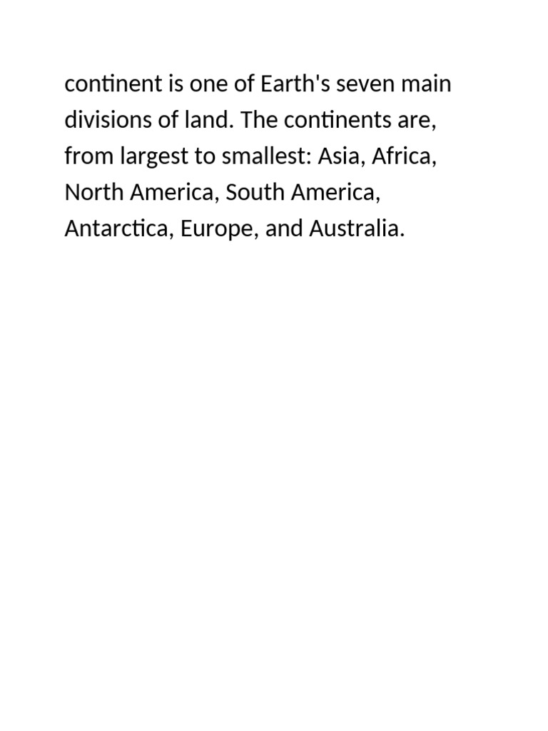Earth's Seven Continents Overview | PDF