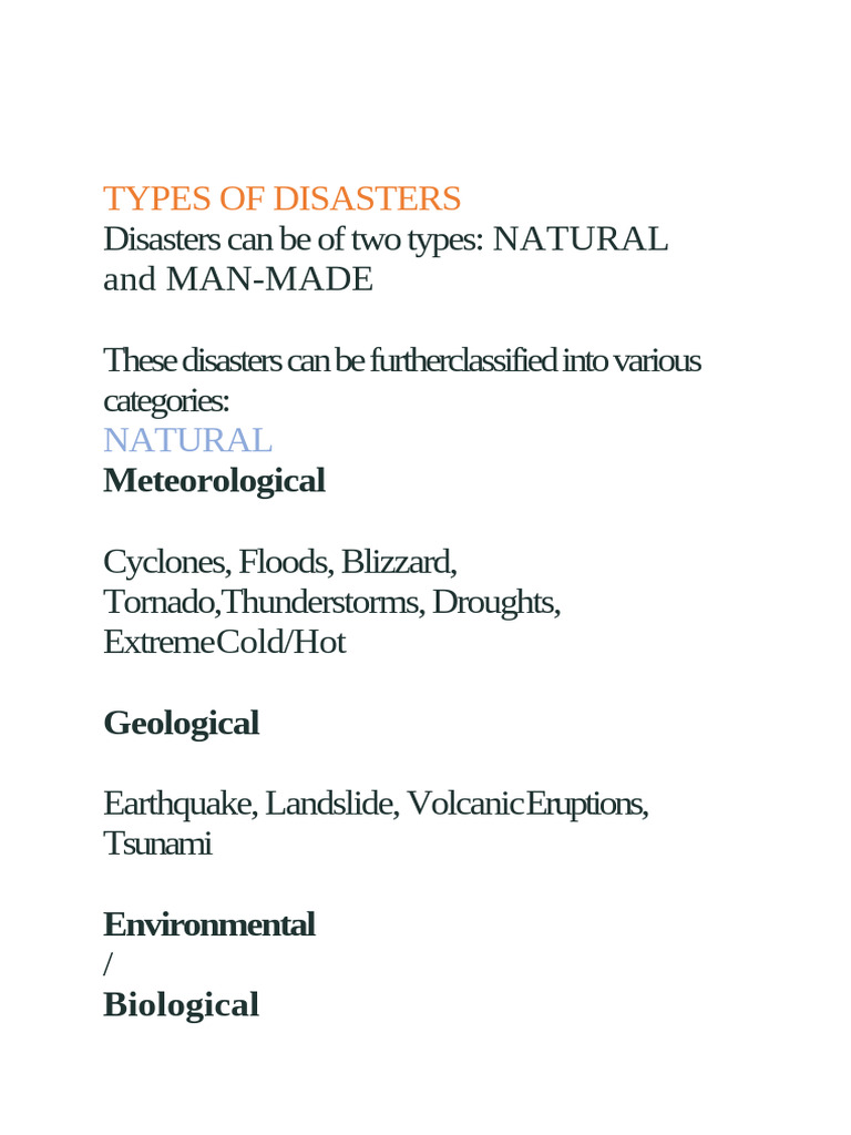 TYPES OF DISASTERS | PDF | Natural Disasters | Flood