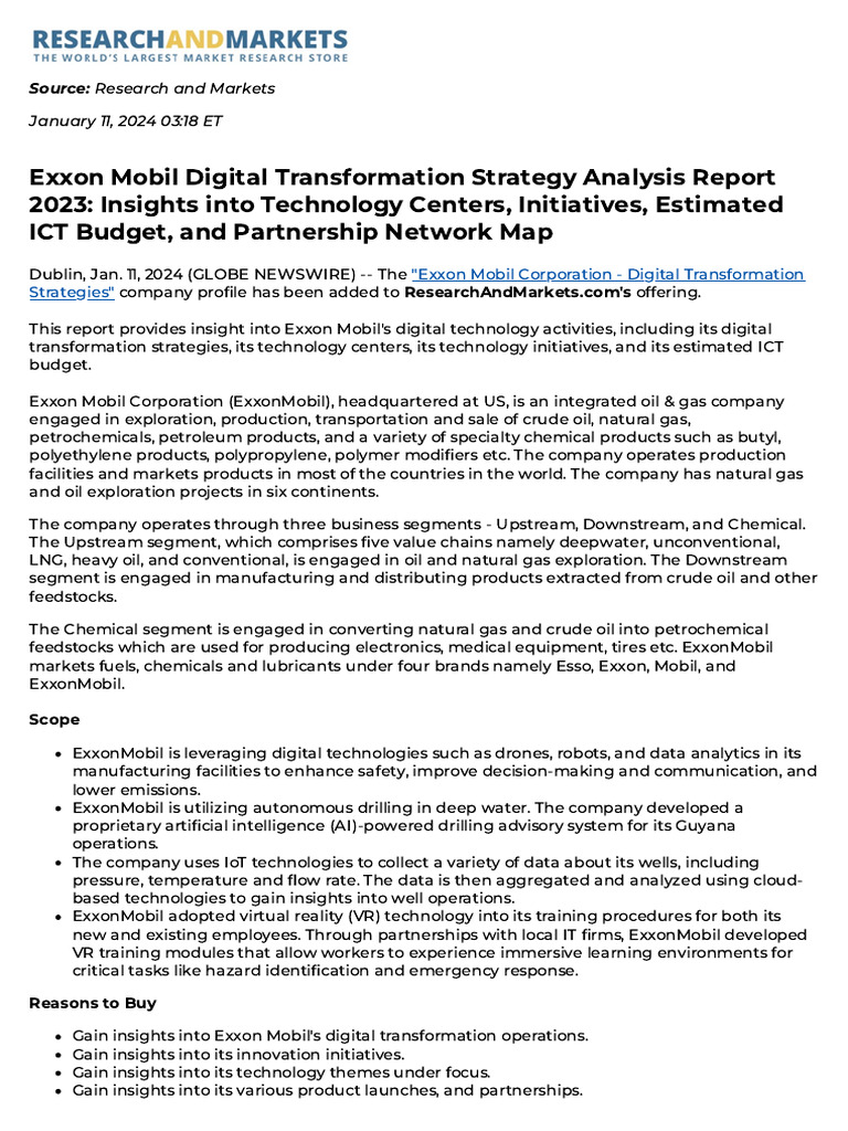 Exxon Mobil Digital Transformation Strategy | PDF | Exxon Mobil ...