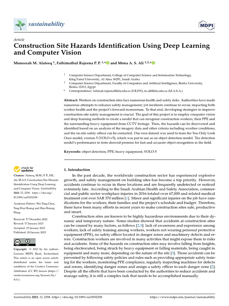 Construction Site Hazards Identification Using Dee | PDF | Deep ...