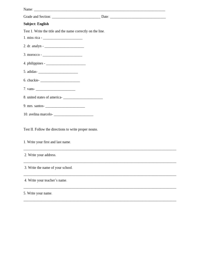 Quiz - Grade 2 - Week 6 - | PDF