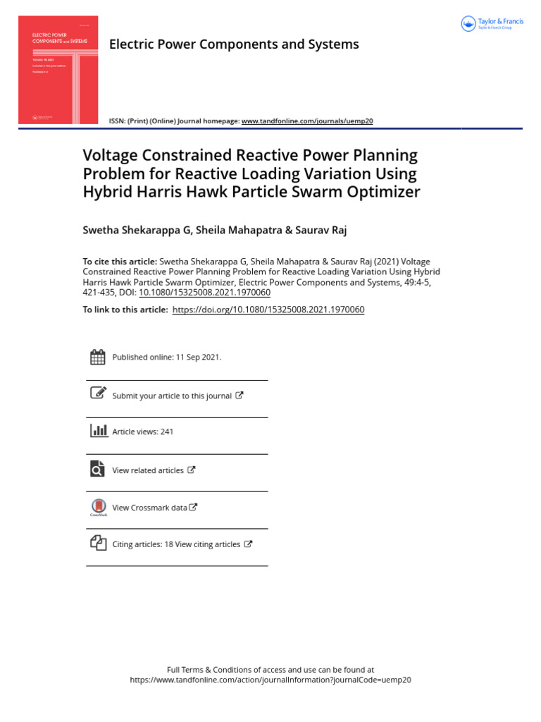 Voltage Constrained Reactive Power Planning Problem For Reactive Loading Variation Using Hybrid ...