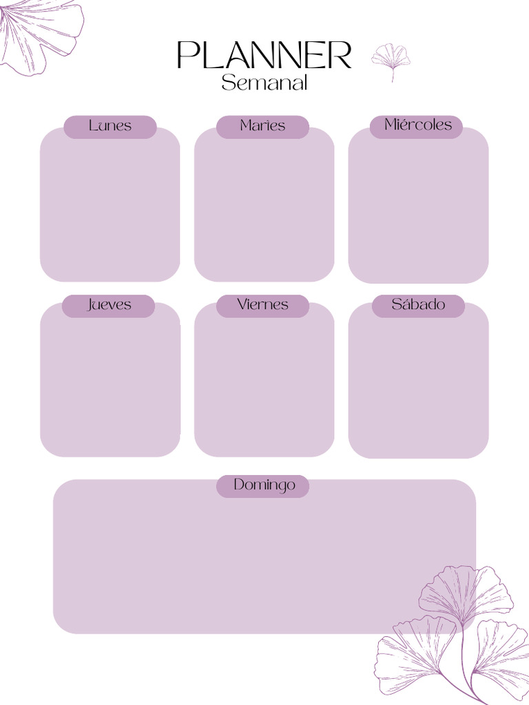 Documento A4 Planner Semanal Minimalista Lila | PDF