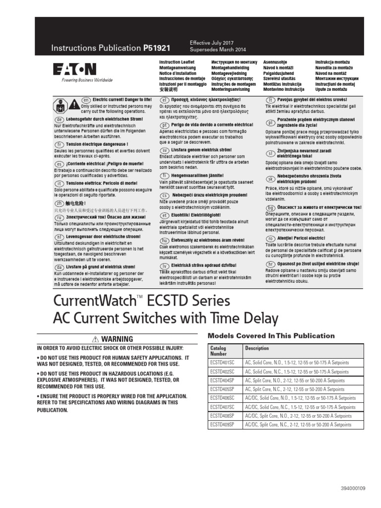 EATON-sensor de Amperaje | PDF | Switch | Alternating Current