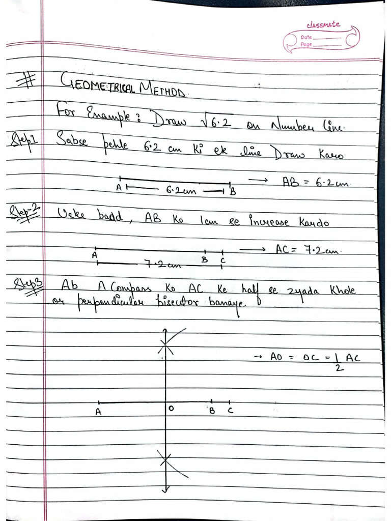 Number Line (Geometrical and Pythagoras Method) | PDF