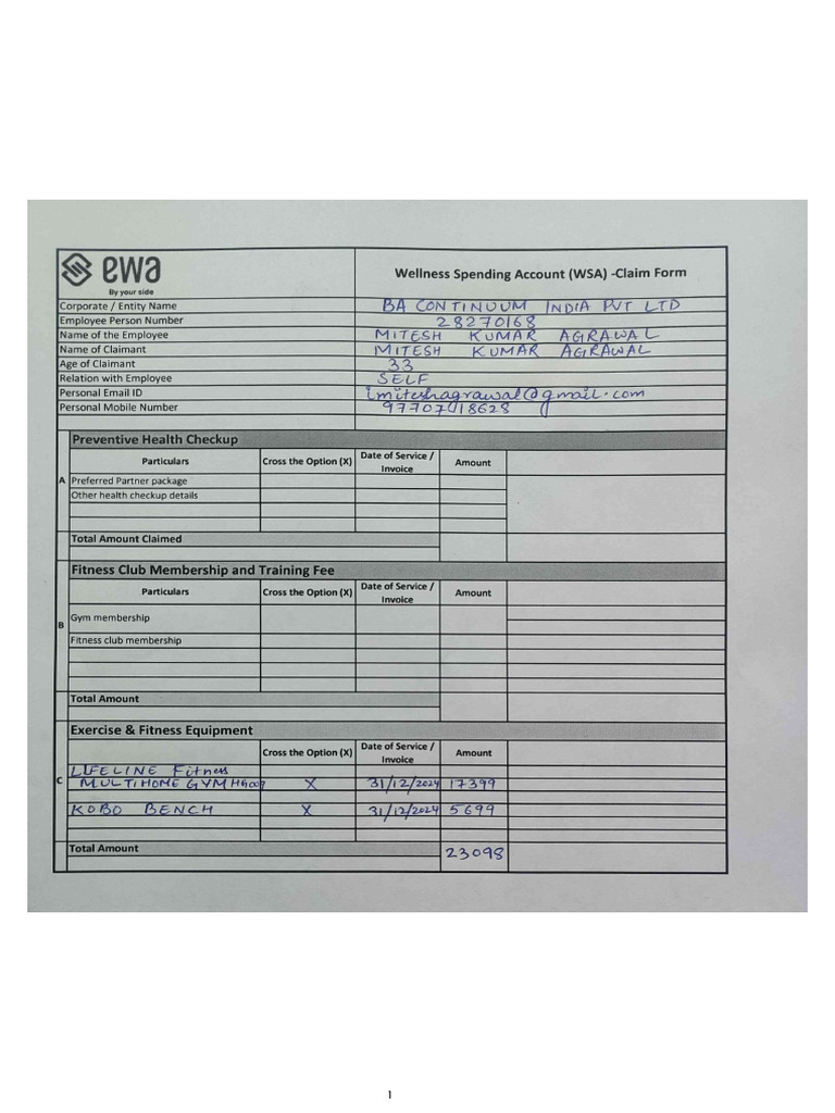 WSA Claim 2024 | PDF