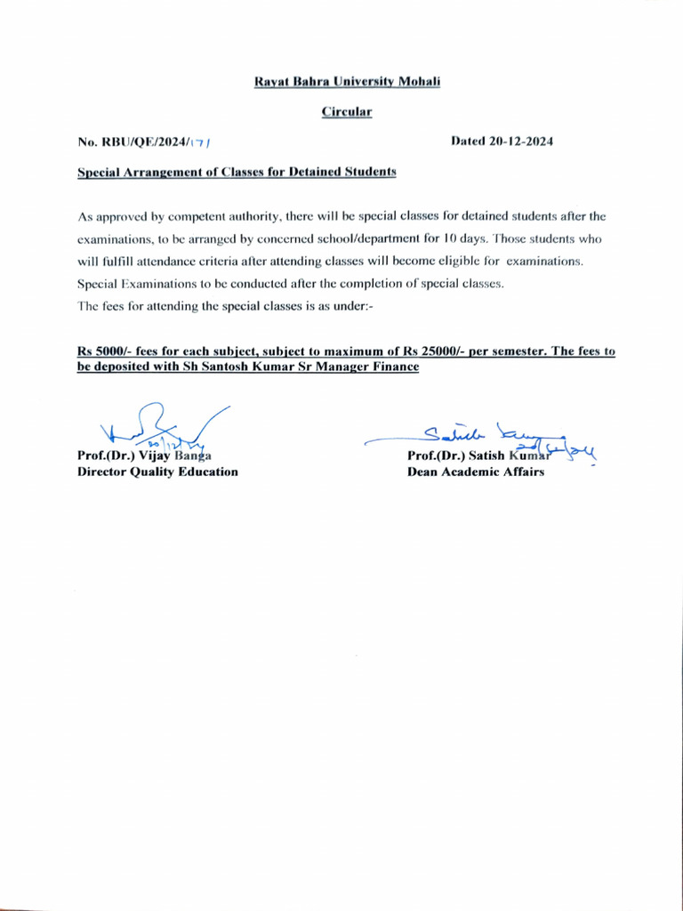 Special Classes for Detained Students | PDF