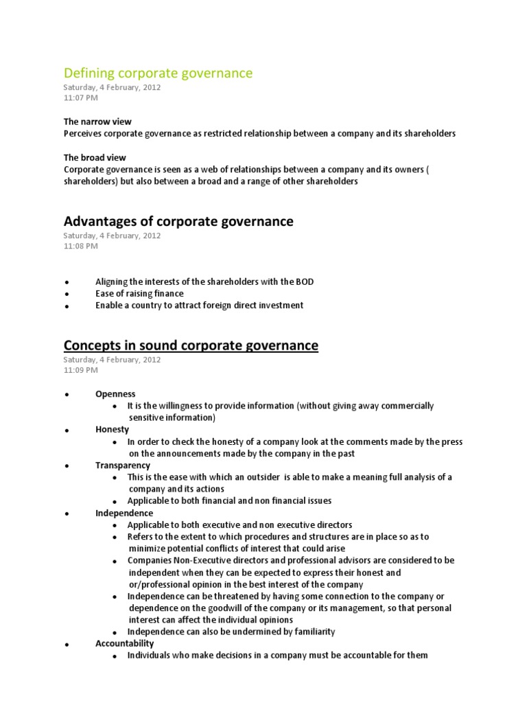 P1 Corporate Governance ACCA | PDF | Corporate Governance | Board Of ...