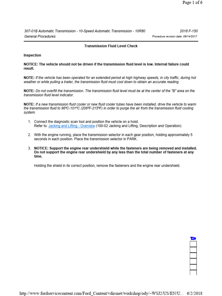 10R80 Transmission Fluid Level Check | PDF | Automatic Transmission ...